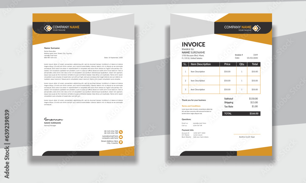 Corporate modern professional clean business invoice and letterhead ...