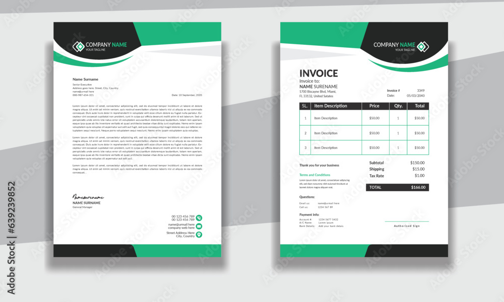 Corporate modern professional clean business invoice and letterhead ...