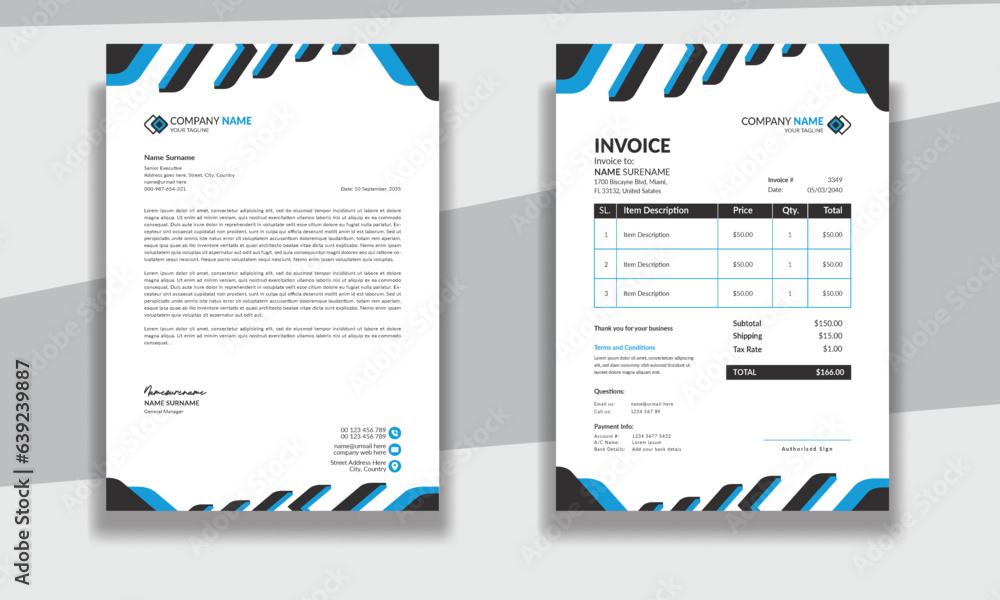 Corporate modern professional clean business invoice and letterhead ...