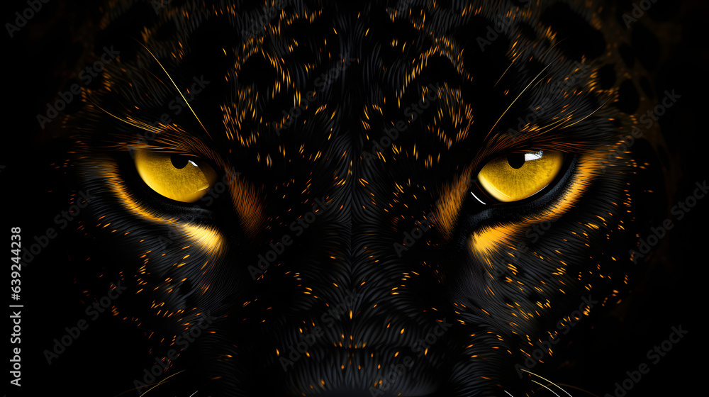 Black panther eyes background, wild cat animal face in night, vector ...