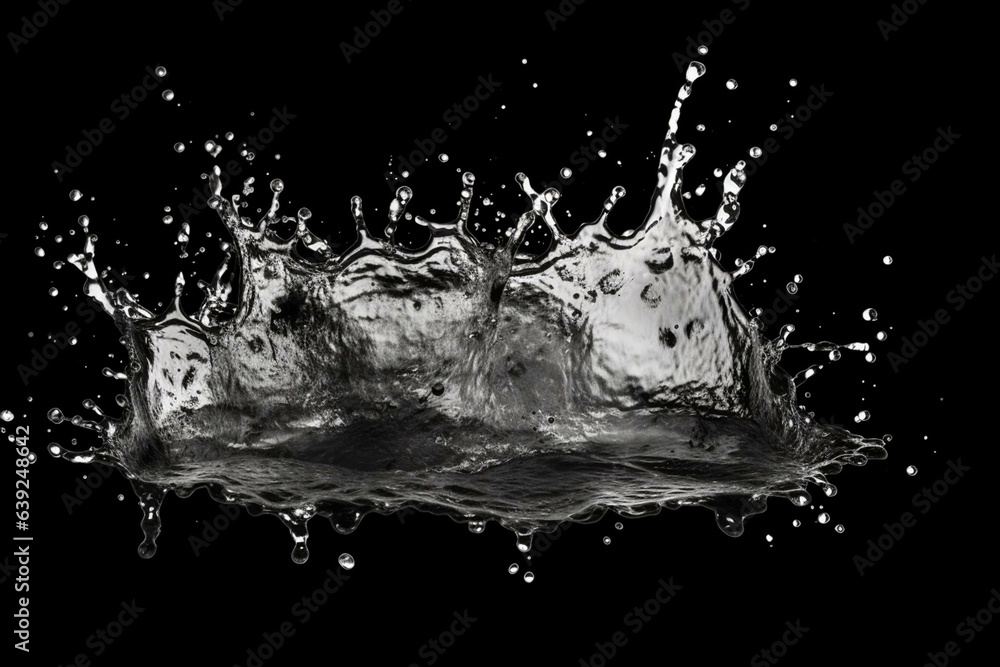Transparent background black splash. High-quality overlay of water ...