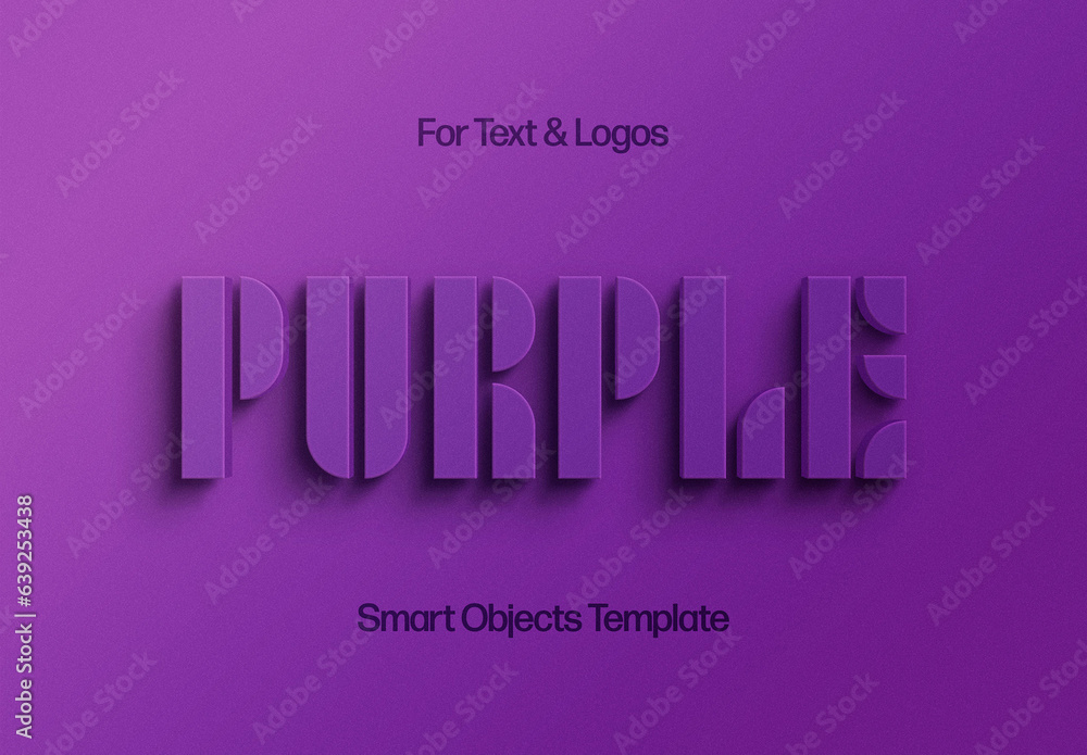 Purple 3D Text Effect Mockup Stock Template | Adobe Stock