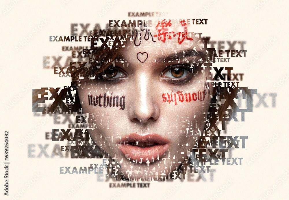 Text Portrait Photo Effect Mockup Stock Template | Adobe Stock