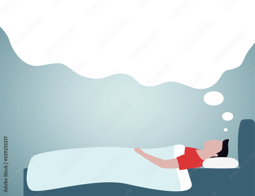 Sleeping man having a dream concept template. Cool vector flat ...