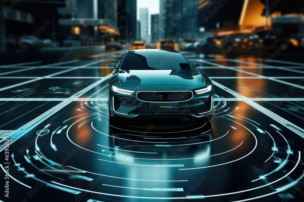 Modern smart car with the internet surrounding technology intelligent ...