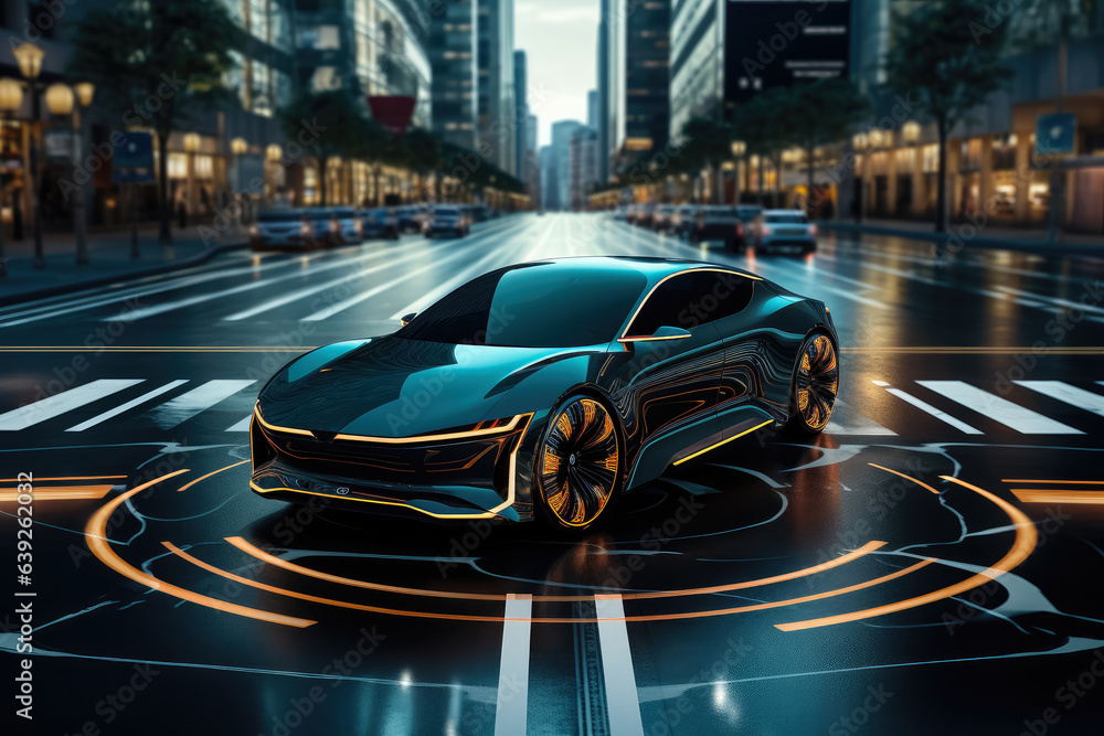 Modern smart car with the internet surrounding technology intelligent ...