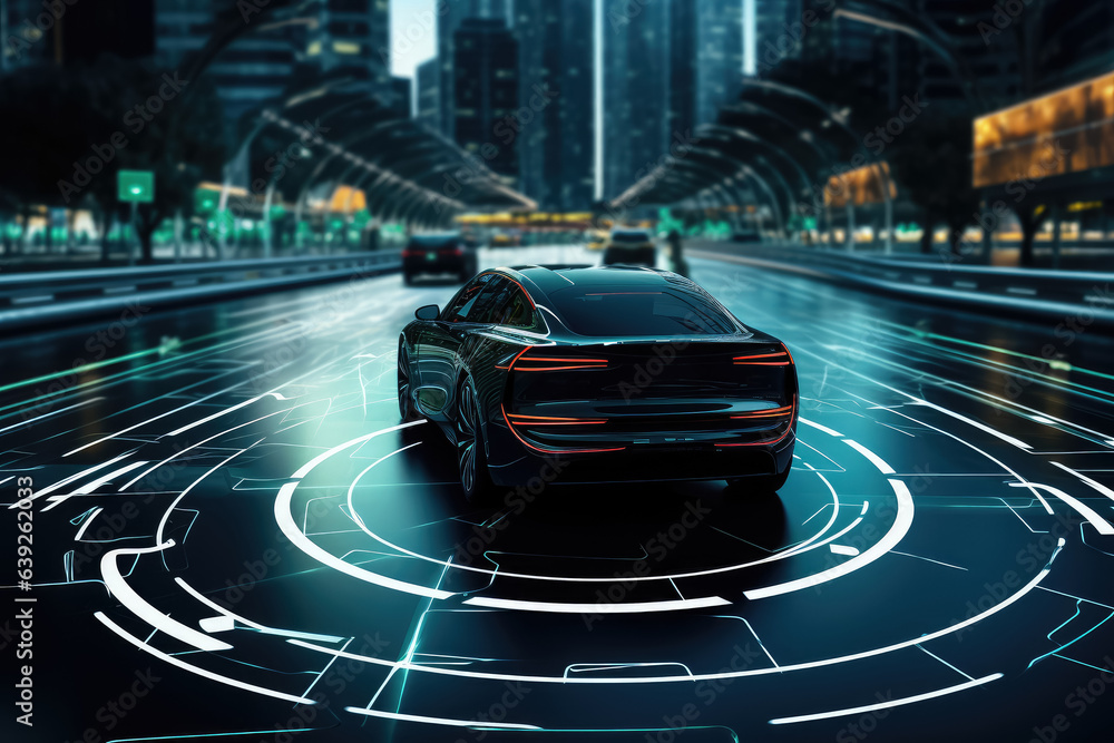 Modern smart car with the internet surrounding technology intelligent ...