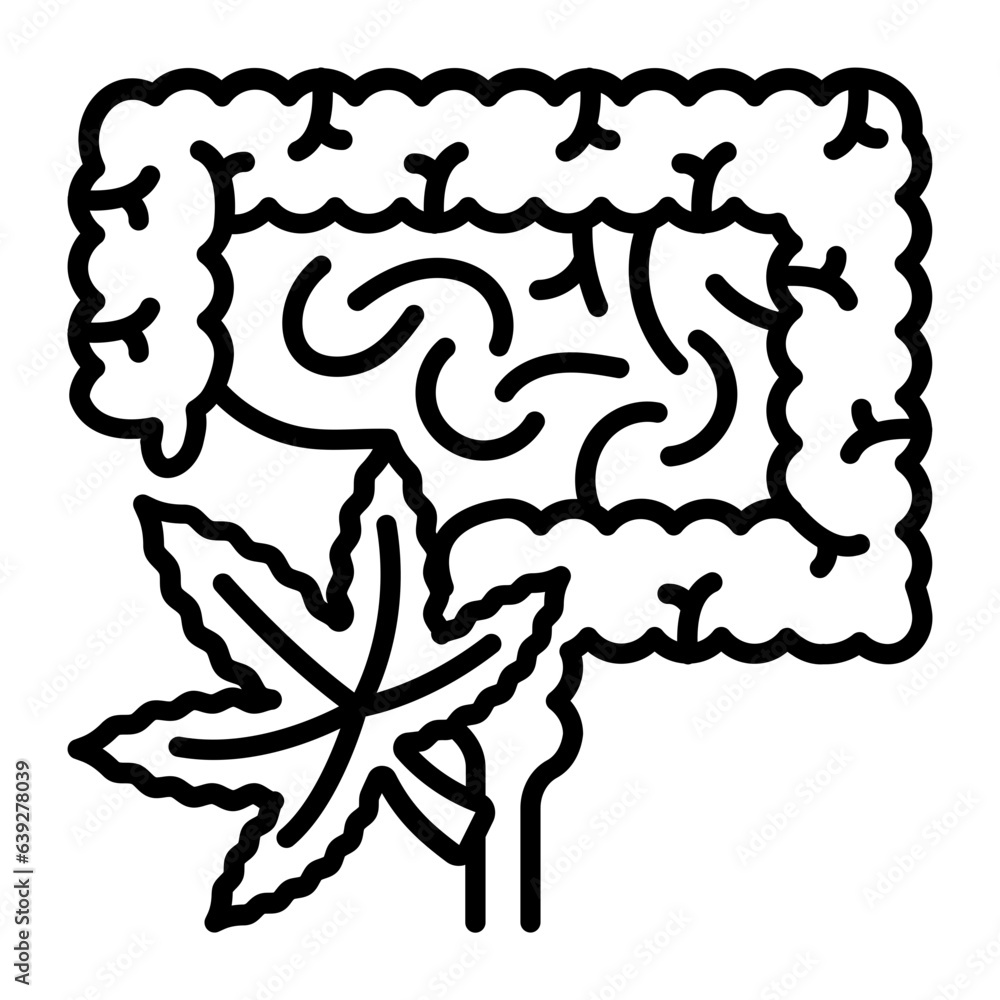 Gut feelings endocannabinoid vector outline design, hallucinogen and ...