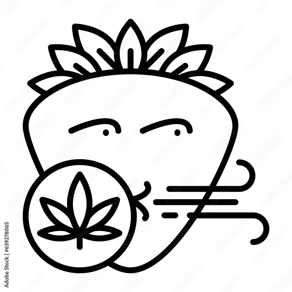 Strawberry Cough Hemp strain concept vector outline design ...