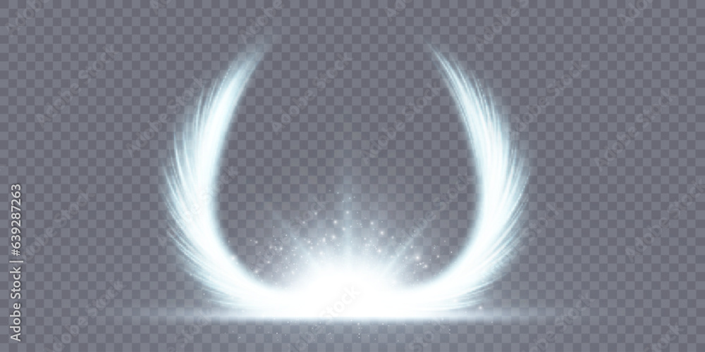 Glowing stylized angel wings on a transparent background. wings overlay ...