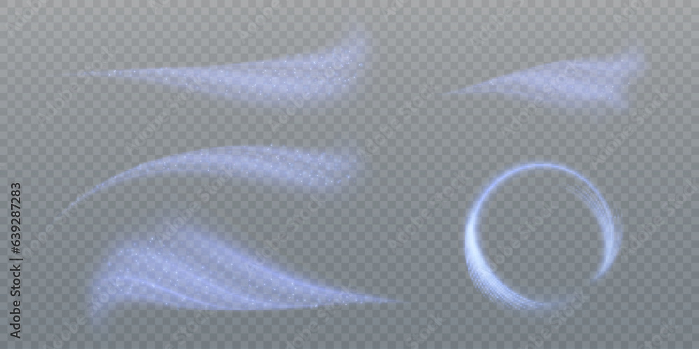Design element to visualize the flow of air or water. Set of blue ...