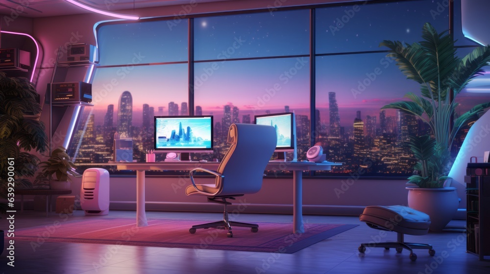 Futuristic office, background, metaverse, virtual background, immersive ...