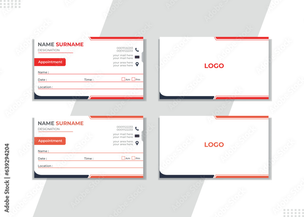 New creative Appointment card template. double sided creative corporate ...