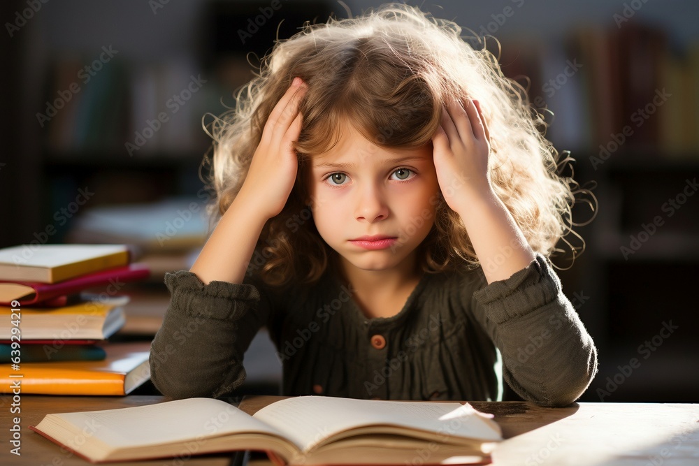 Kinder mit Problemen in der Schule, Schulstress und Lernprobleme Stock ...