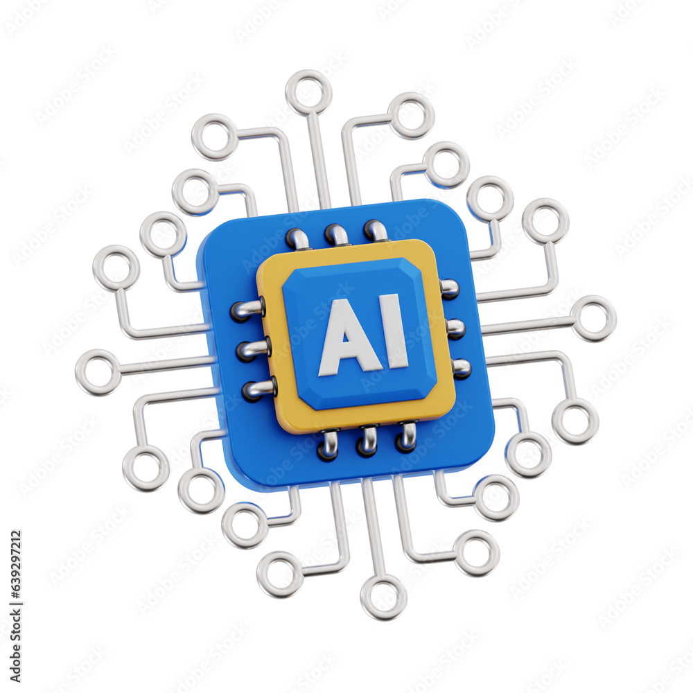 ai chip 3d, high quality render, transparent background, artificial ...