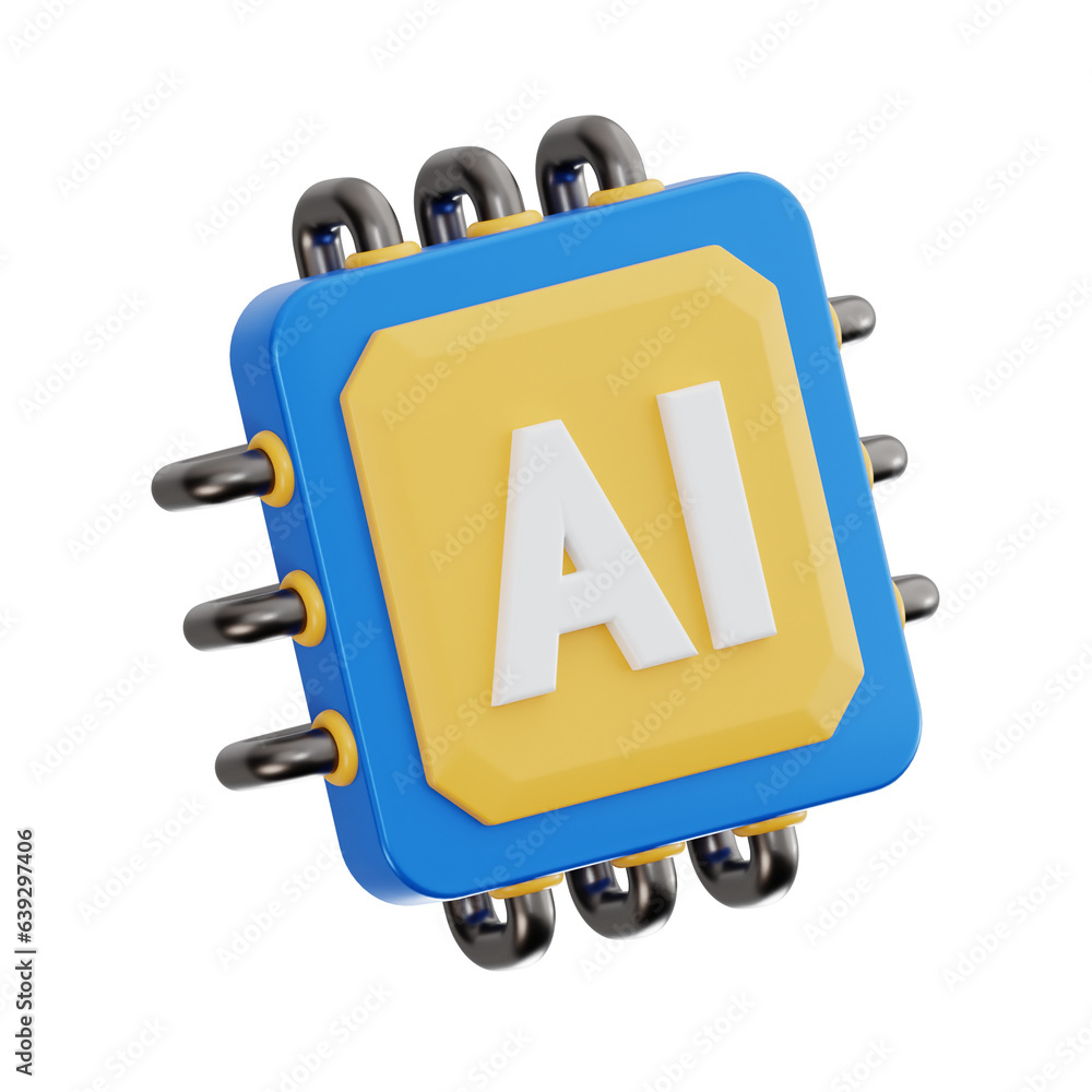 ai chip 3d, high quality render, transparent background, artificial ...