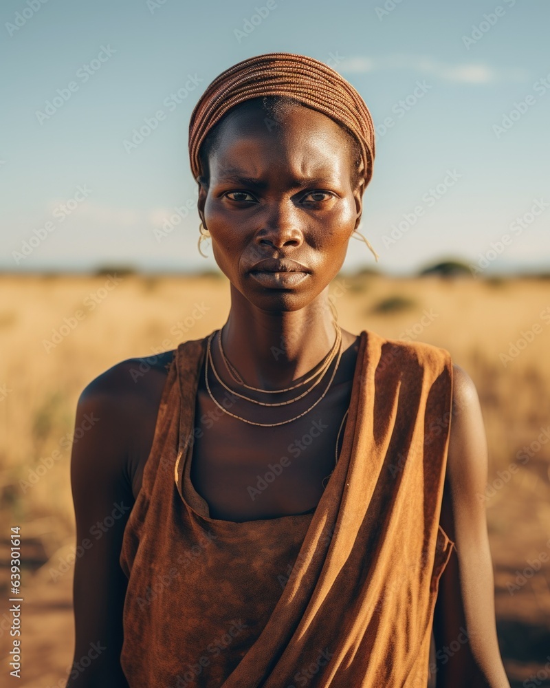 Portrait of a fictional traditional South-Saharan African woman in the ...