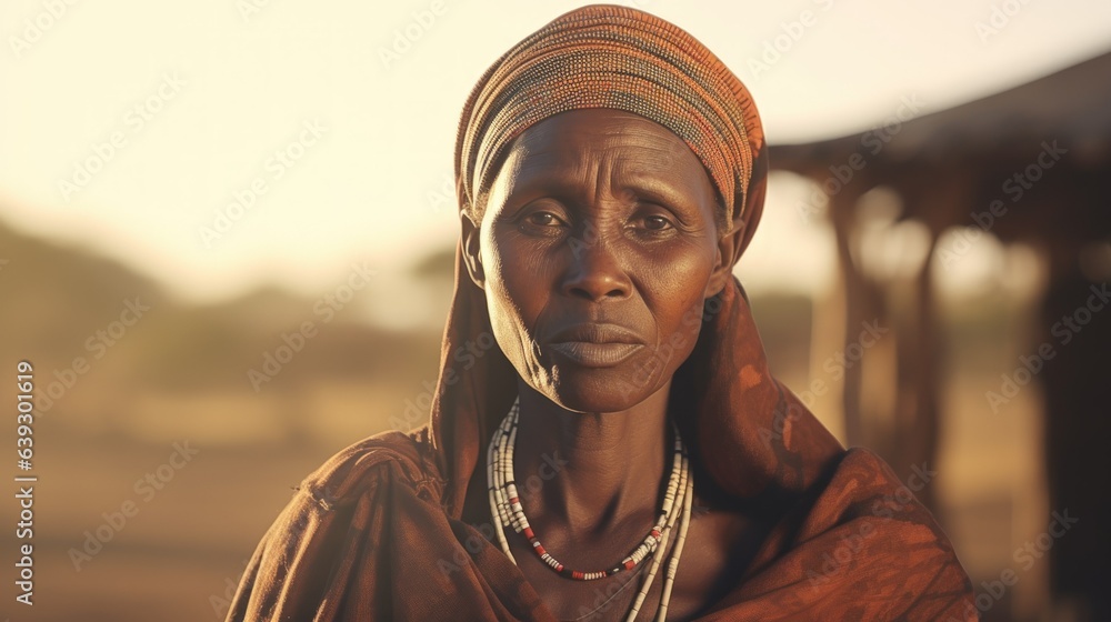 Portrait of a fictional traditional South-Saharan African woman in the ...