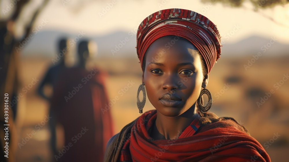 Portrait of a fictional traditional South-Saharan African woman in the ...