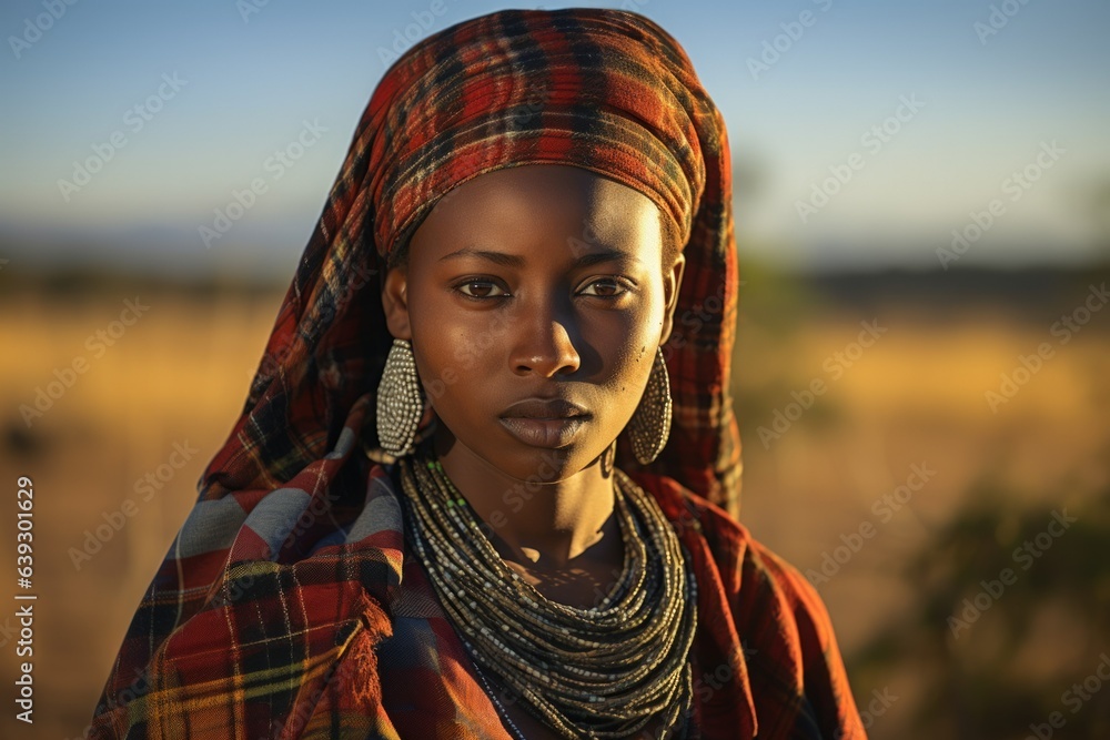 Portrait of a fictional traditional South-Saharan African woman in the ...