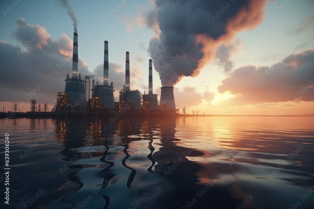 Futuristic power plant of the future in the ocean, water energy Stock ...