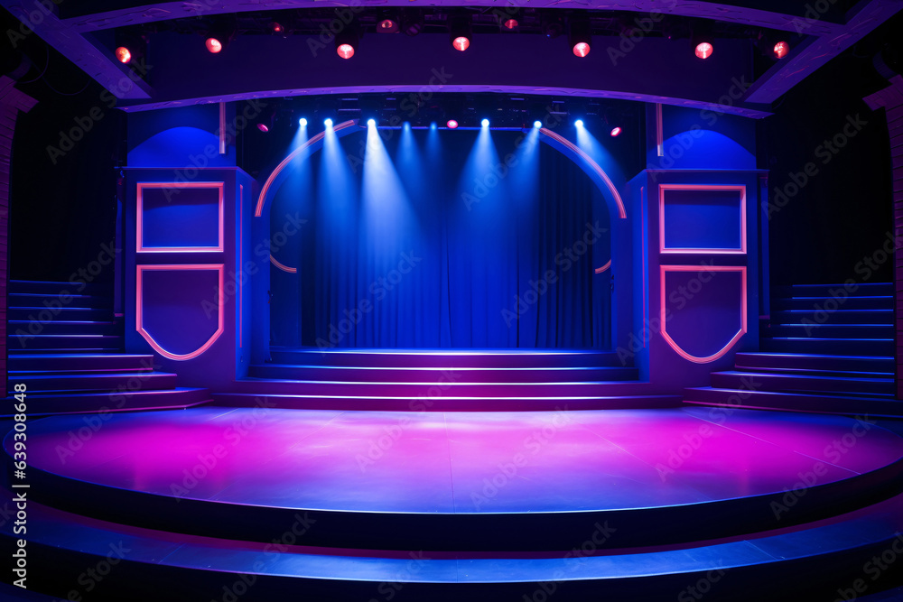 Theater stage light background with spotlight illuminated the stage for ...