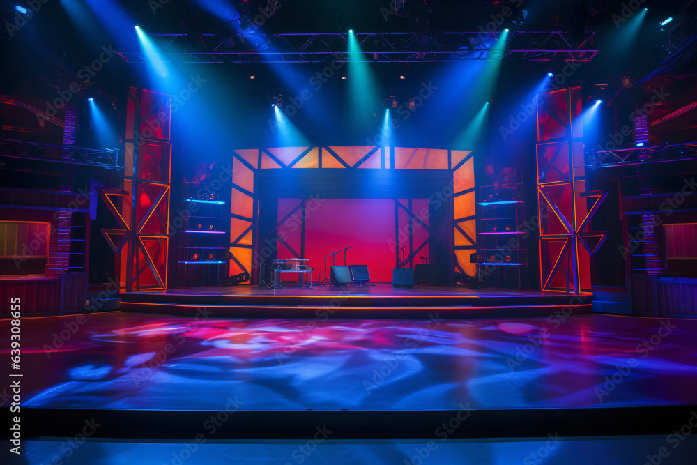 Theater stage light background with spotlight illuminated the stage for ...