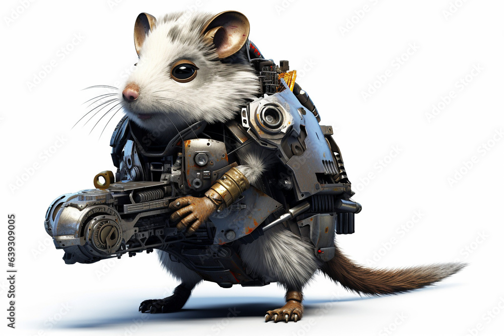 Cartoon robot mouse created by artificial intelligence on a neutral ...