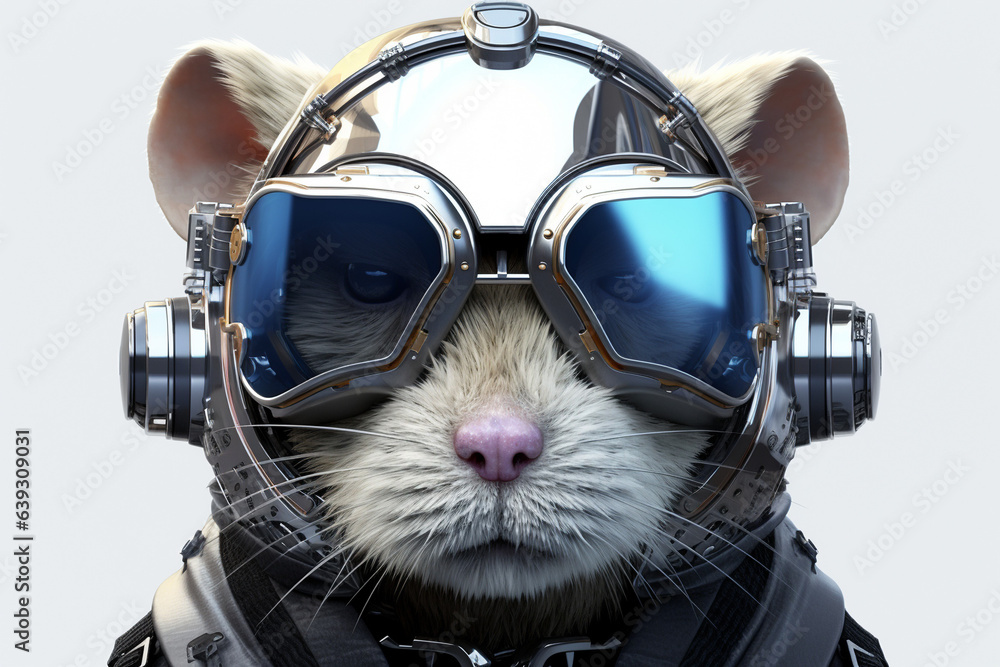 Cartoon robot mouse created by artificial intelligence on a neutral ...