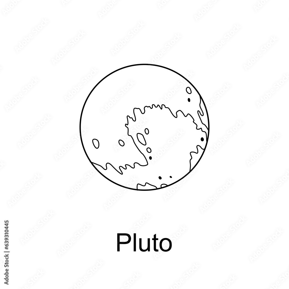pluto line art for coloring book isolated vector Stock Vector | Adobe Stock