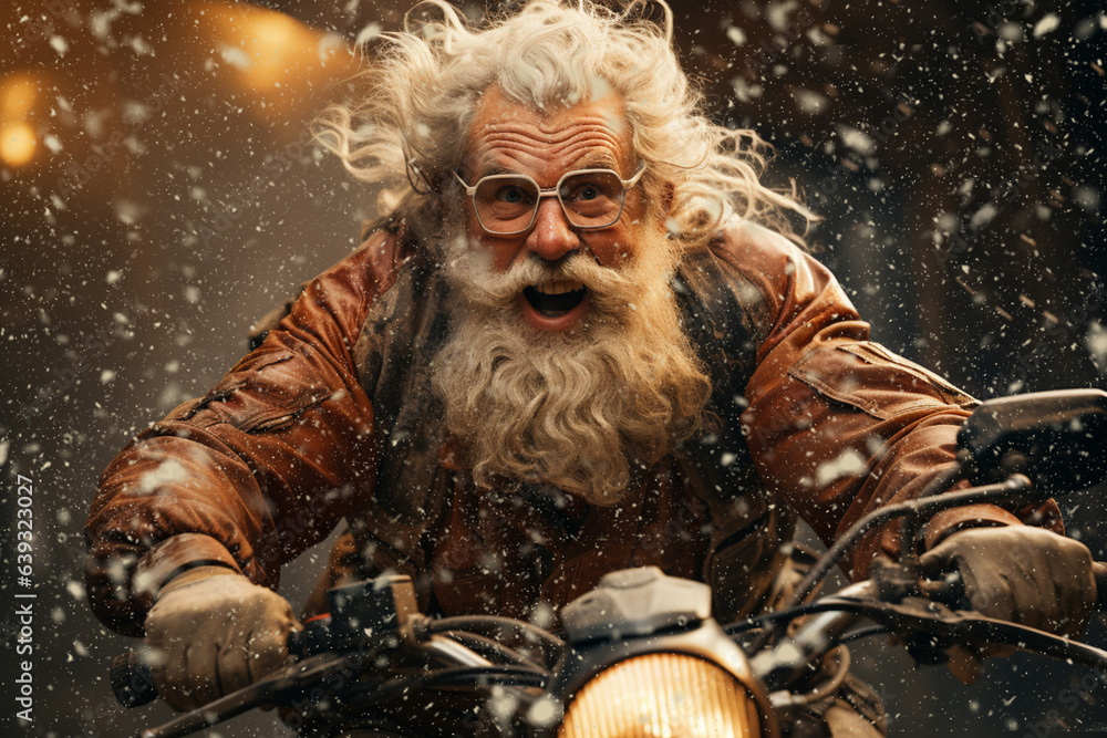 crazy funny santa on the scooter,christmas pesent delivery 2024 Stock ...