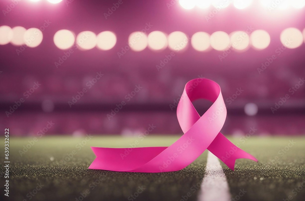 Breast cancer awareness month in October. Realistic pink ribbon symbol ...