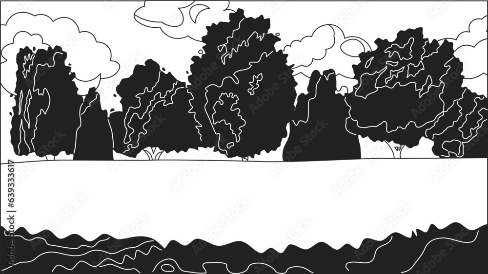 Park bw cute kawaii lo fi background. Summer. Grass and trees. Good ...