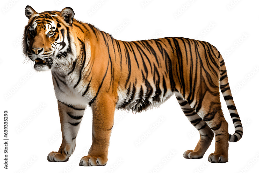 wild tiger side view isolated on transparent background ,tiger cut out ...