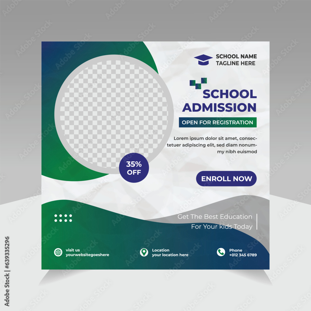 School admission social media post banner design. back to school social ...