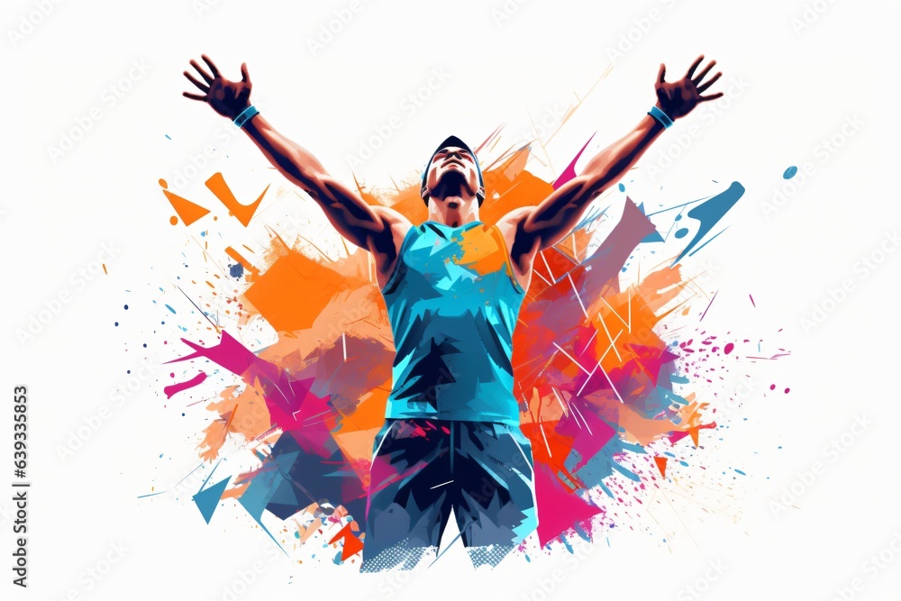 Graphic illustration of an athlete of sportsperson winning Stock ...