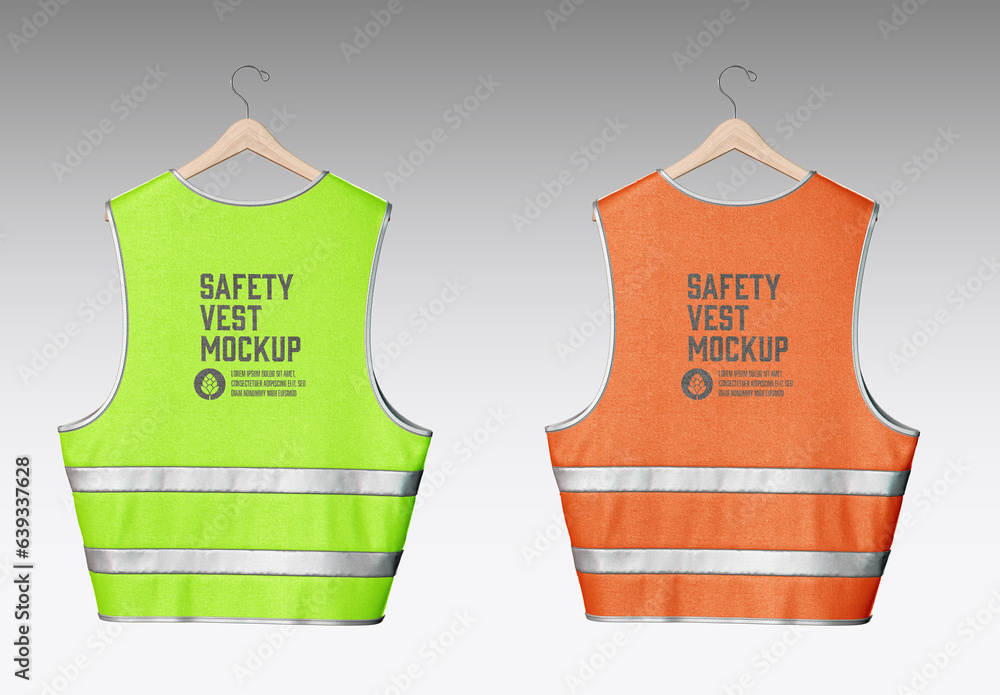 Safety Vest with Hanger Mockup Stock Template | Adobe Stock