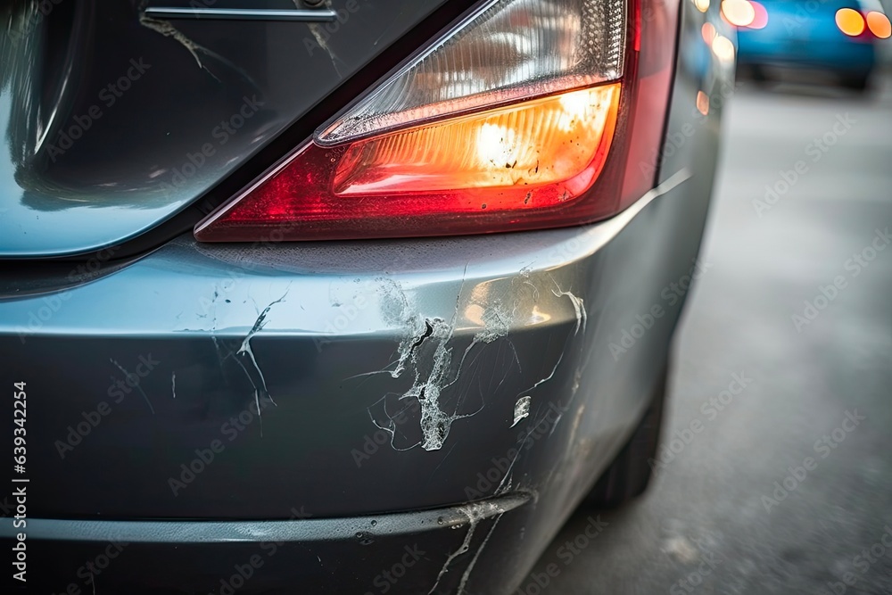 Dented Rear Bumper of Car After Parking Lot Accident - Damage to ...
