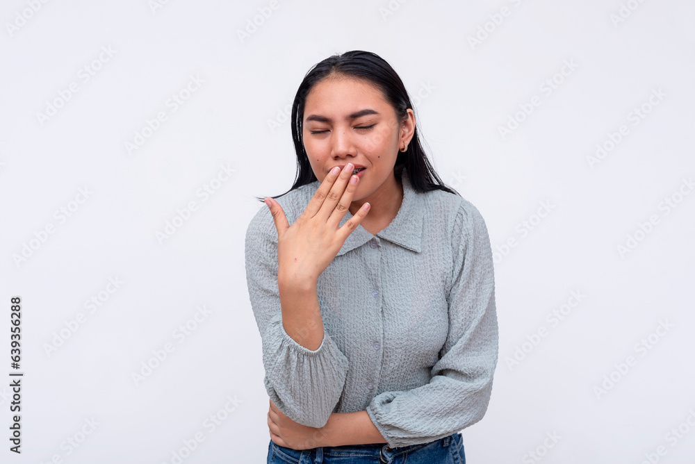 Poster A young asian woman motions that she is disgusted – Muurposter ...