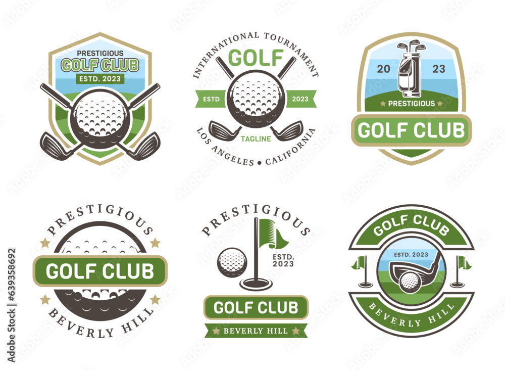Vintage golf logo sign badge template bundle. Vintage golf logo with ...