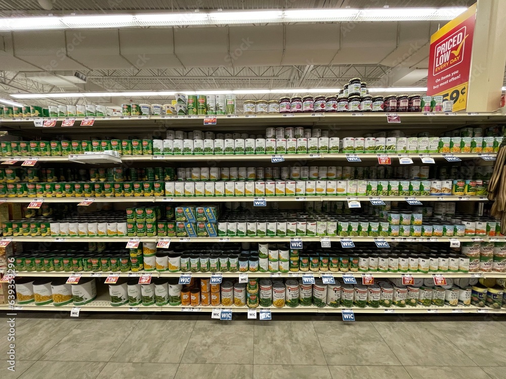 Food Lion grocery store interior can vegetable aisle front facing and ...