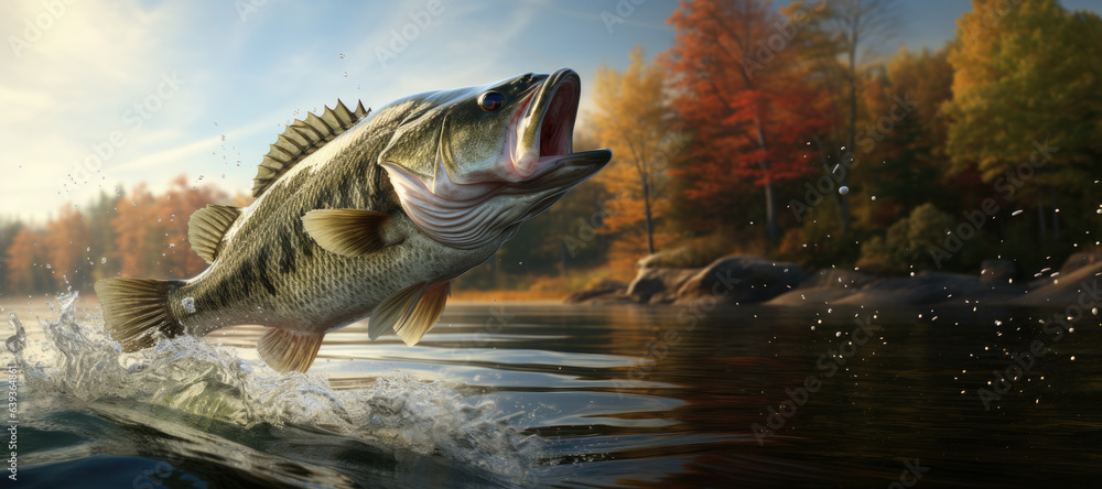 Largemouth Bass Ozarks Fall created with Generative AI Technology, ai ...