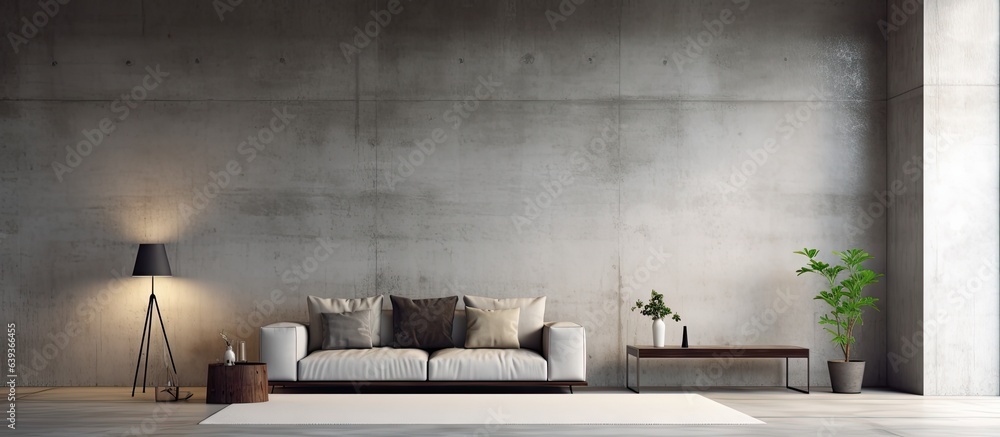 Creating a model of a modern loft living room with a concrete textured ...