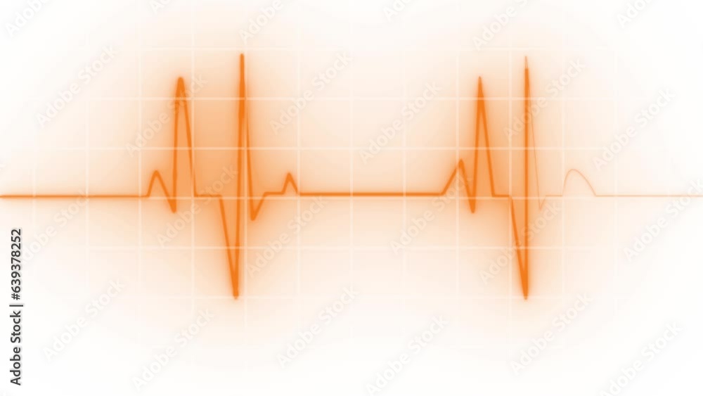 Neon heartbeat on white isolated background. 4k seamless loop animation ...