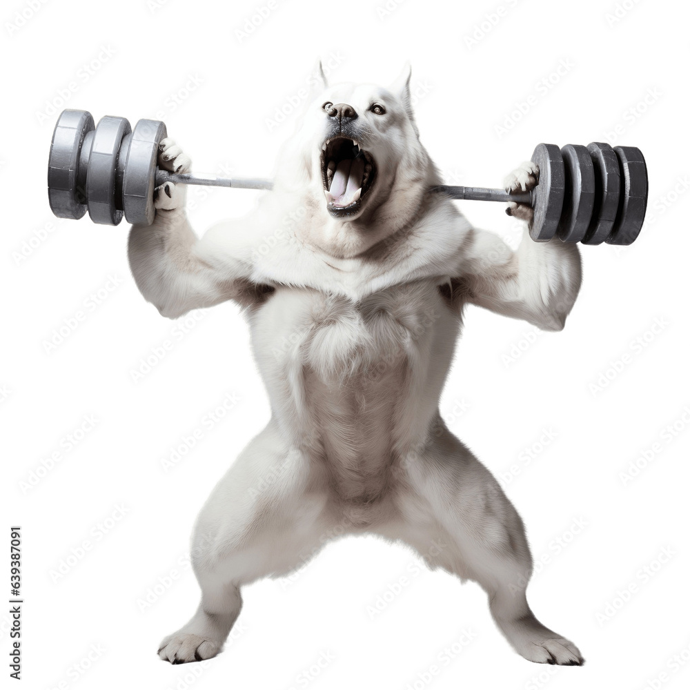 Dog muscle flexing pose bodybuilder dog. Isolated on Transparent ...
