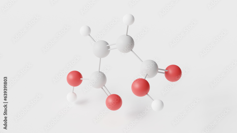 fumaric acid molecule 3d, molecular structure, ball and stick model ...