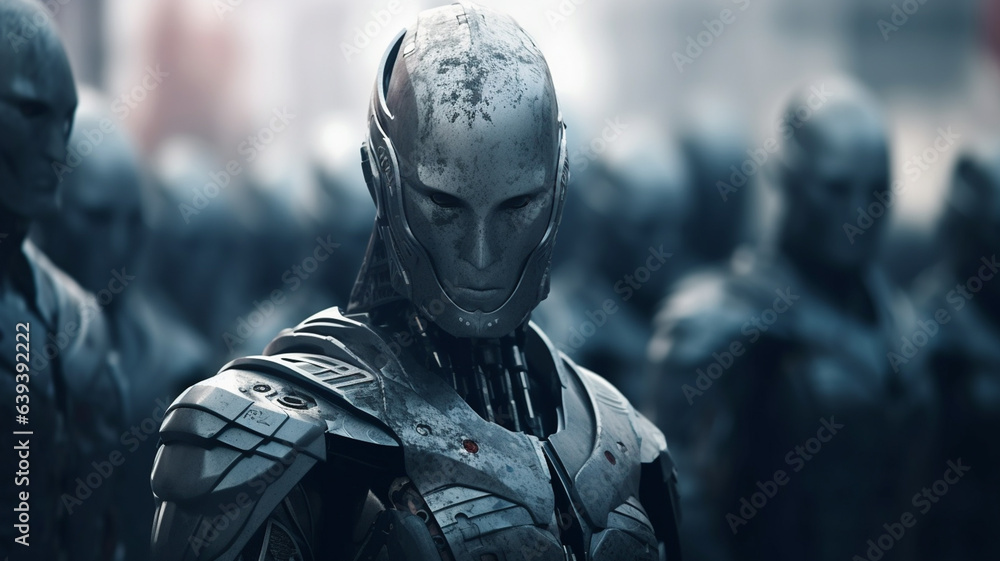 humanoid android robot with artificial intelligence, evil or killer and ...