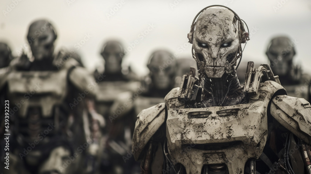 humanoid android robot with artificial intelligence, evil or killer and ...