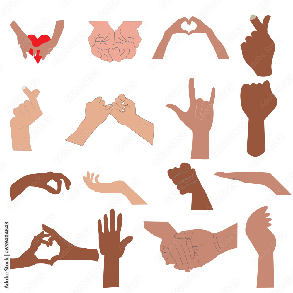 Hands poses. male and Female hand holding and pointing gestures, fingers crossed, fist, peace ...