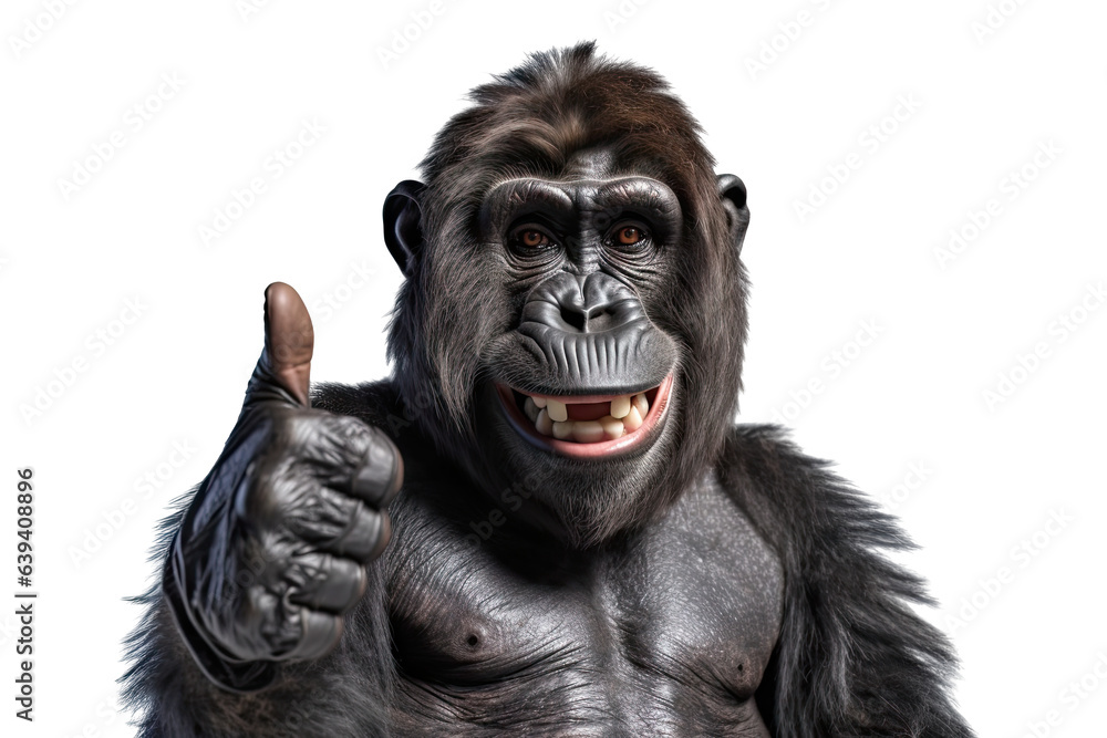 A monkey giving a thumbs up isolated on transparent background ...
